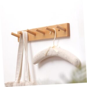 KONTONTY Clothes Hook Wood 6-Hook Wood Hook Rack Wood Wall Hook Rack Wooden Wall-Mounted Rack Hook 6-peg Wood Hook Coat Rack with Pegs Solid Wood 6-peg Rack