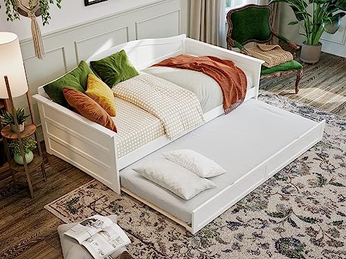 AFI, Acadia Twin Size Wood Daybed Frame with Twin Trundle, White