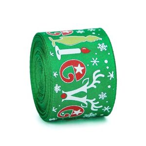 Meseey Red Green Ribbon 10 Rolls Total 50 Yards Christmas Craft Satin Ribbon Funny Cartoon Character Gift Wrapping Ribbon Decorative Ribbon for Xmas Tree Wreath Bows DIY Craft Decoration (Christmas)