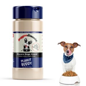 doggondiments peanut buddy roasted peanut flavor dog food topper, fun people food flavors, made in usa, non-gmo, no added salt