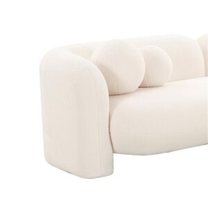 TOV Furniture Amelie 91" W Faux Fur Fabric Sofa in Cream Fabric