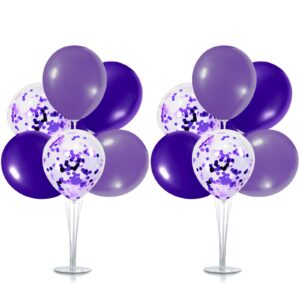 nelbiirth purple balloon stands kit,table balloon stand holder centerpieces - perfect for birthday/retirement/2024 graduation/anniversary party occasions decorations. - 2 sets