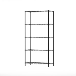 furinno wayar metal storage shelf rack, 5 tiers, 36-inch, black