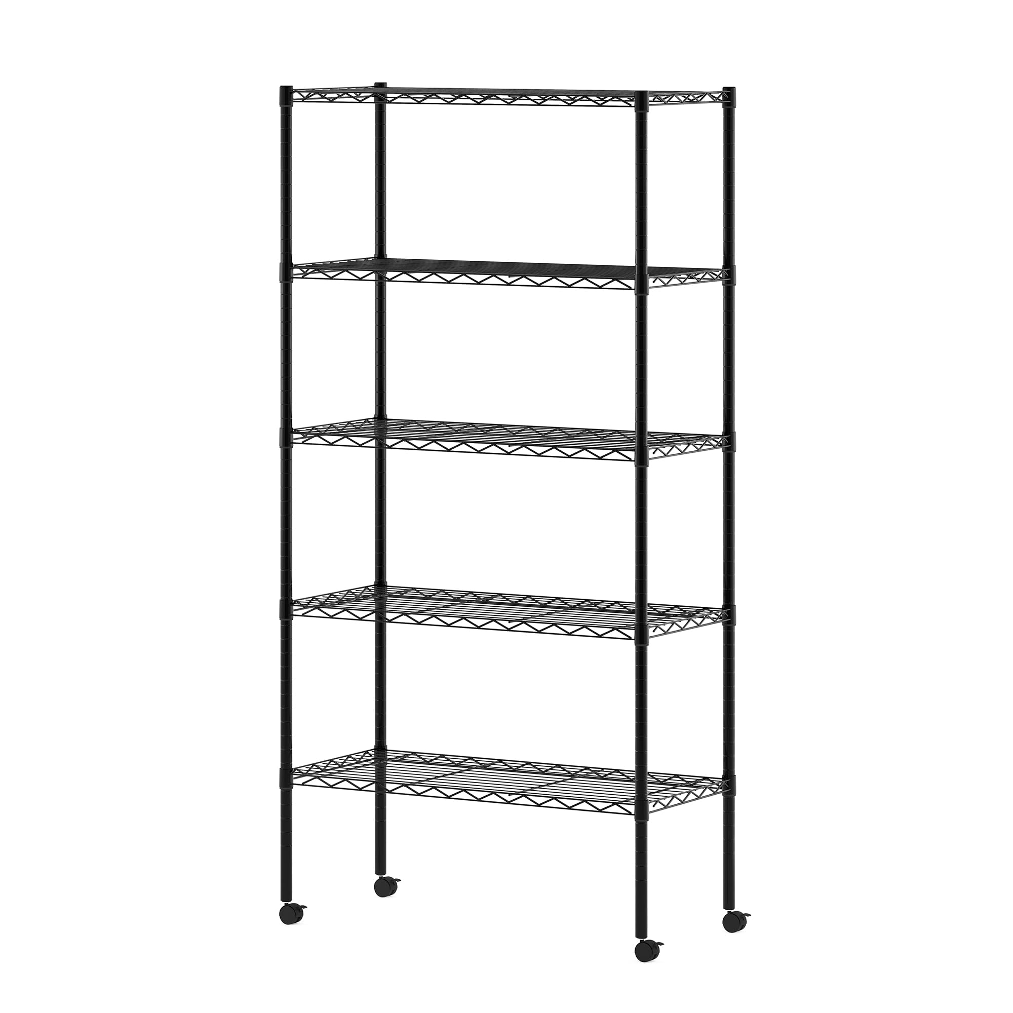 Furinno Wayar 5-Tier Metal Storage Shelf Rack, 30 x 14 x 60, Black