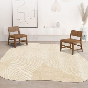 Beige Modern Minimalist Abstract Area Rug for Living Room Bedroom Dining Room Boho Soft Home Office 8x10 Carpet Shaped Bahtroom Kitchen Runner Rug