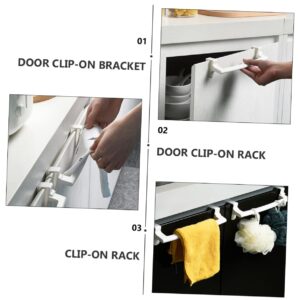 KONTONTY 4pcs Door Hook Over Door Towel Bar Cabinet Hooks Towel Hooks Wall Mounted Towel Holder Kitchen Dish Cloth Storage Rod Towel Shelf for Bathroom Towel Rack for Cabinet Hanger White