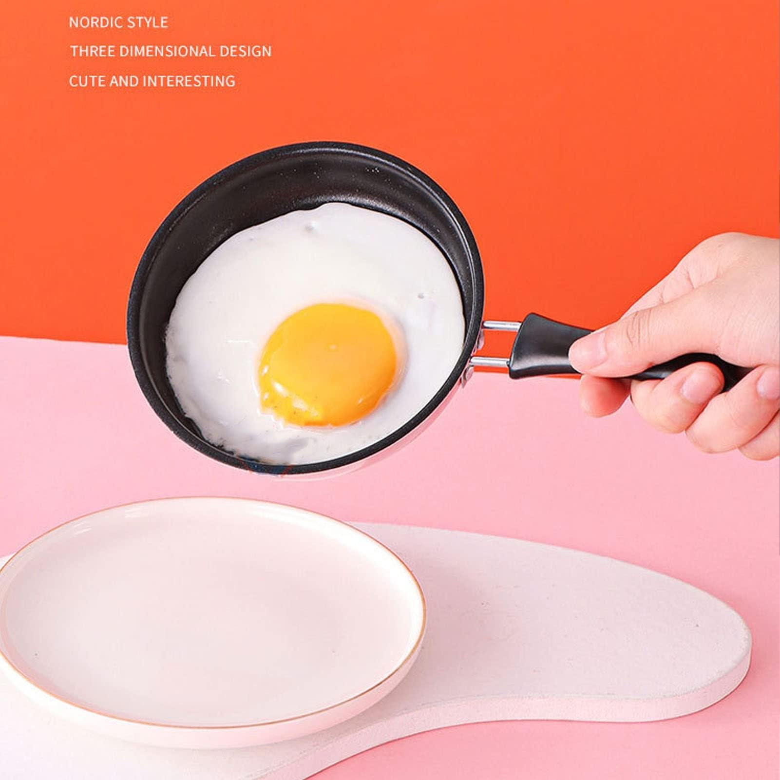 5 Inch Mini Nonstick Egg Pan, Small Frying Pan Nonstick Small Egg Frying Pan Single Egg Frying Pan Stainless Steel Egg Pan Blue