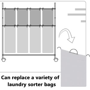 Windyun 3 Pcs Hypotenuse Laundry Sorter Replacement Bags Hamper Cart Removable Replacement Bags Laundry Storage Organizer Bag Laundry Hamper Liner, No Hooks 14.76 x 8.66 x 23.23/19.29 Inch (Gray)