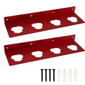 2pcs battery holder for milwaukee m12, wall mount battery storage for 4pcs batteries, metal battery holder organizers m12 packout accessories(red)