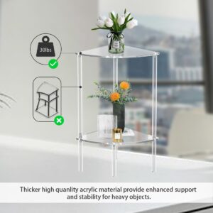 KSacry Acrylic Corner Shelves Stand Great for Small Space,2 Tier Toilet Stand for Bathroom Organizer,Waterproof Stand Fit for Toilet Paper Holder Storage, White