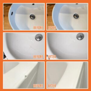 Porcelain Repair Kit White, High-Gloss Chipped Sink & Tile Repair Kit to Quickly Fix Sinks Chips and Tile Cracks with High Bond Strength, Porcelain Sink Repair Kit for Tub, Tile, Sink and Toilet