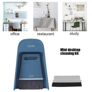 Dustpan Small Brush Hand Broom , Mini Dustpan Brush Nesting Tiny Cleanning Whisk Broom , Portable dusty Pan and Hand Broom for Home washing , Sofa , Desk , Guinea pigs Cage , Cat Litter etc(navy blue)