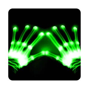 cotruere led gloves light up cool finger toys christmas halloween birthday party rave flashing gifts for kids teens adults (green)