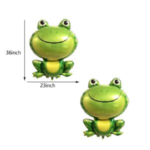 4PCS Frog Balloons Decorations Large Green Frog Mylar Foil Balloons for Animal Frog Reptile Themed Birthday Baby Shower Party Decoration Supplies