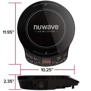 Nuwave Precision Induction Cooktop, 10.25” Shatter-Proof Ceramic Glass, 6.5” Heating Coil, 45 Temps from 100°F to 500°F, 3 Wattage Settings 600, 900 & 1300 Watts