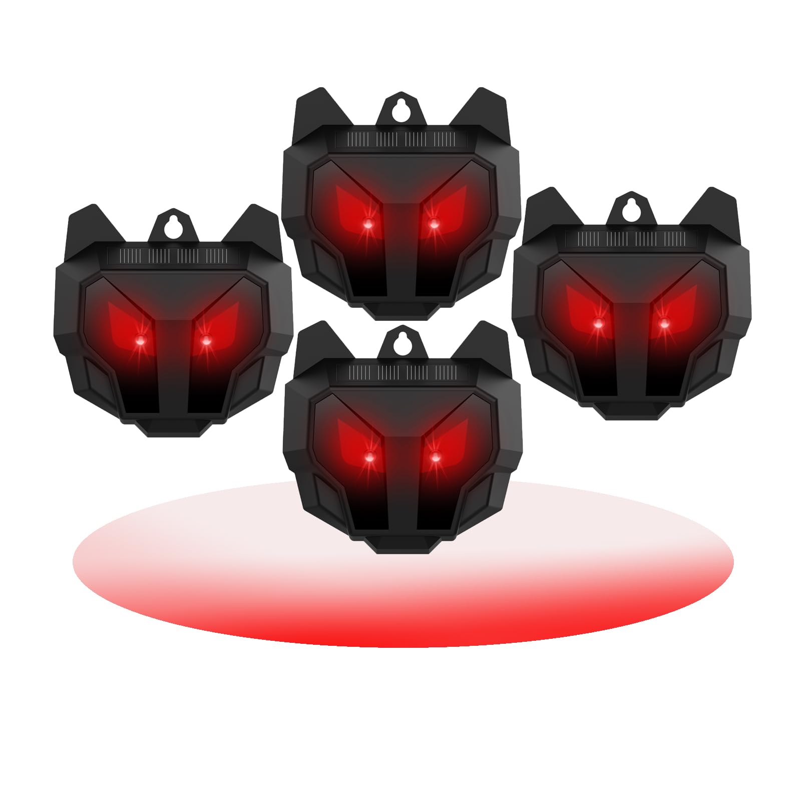 4 Pack NUIODW Solar Nocturnal Animal Repeller Predator Control Red LED Strobe Lights Deer Skunk Raccoon Repellent for Garden Yard Farm Chicken Coop