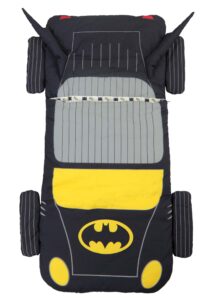 batman batmobile kids sleepover bag superhero slumber mat with built-in pillow, cozy & soft