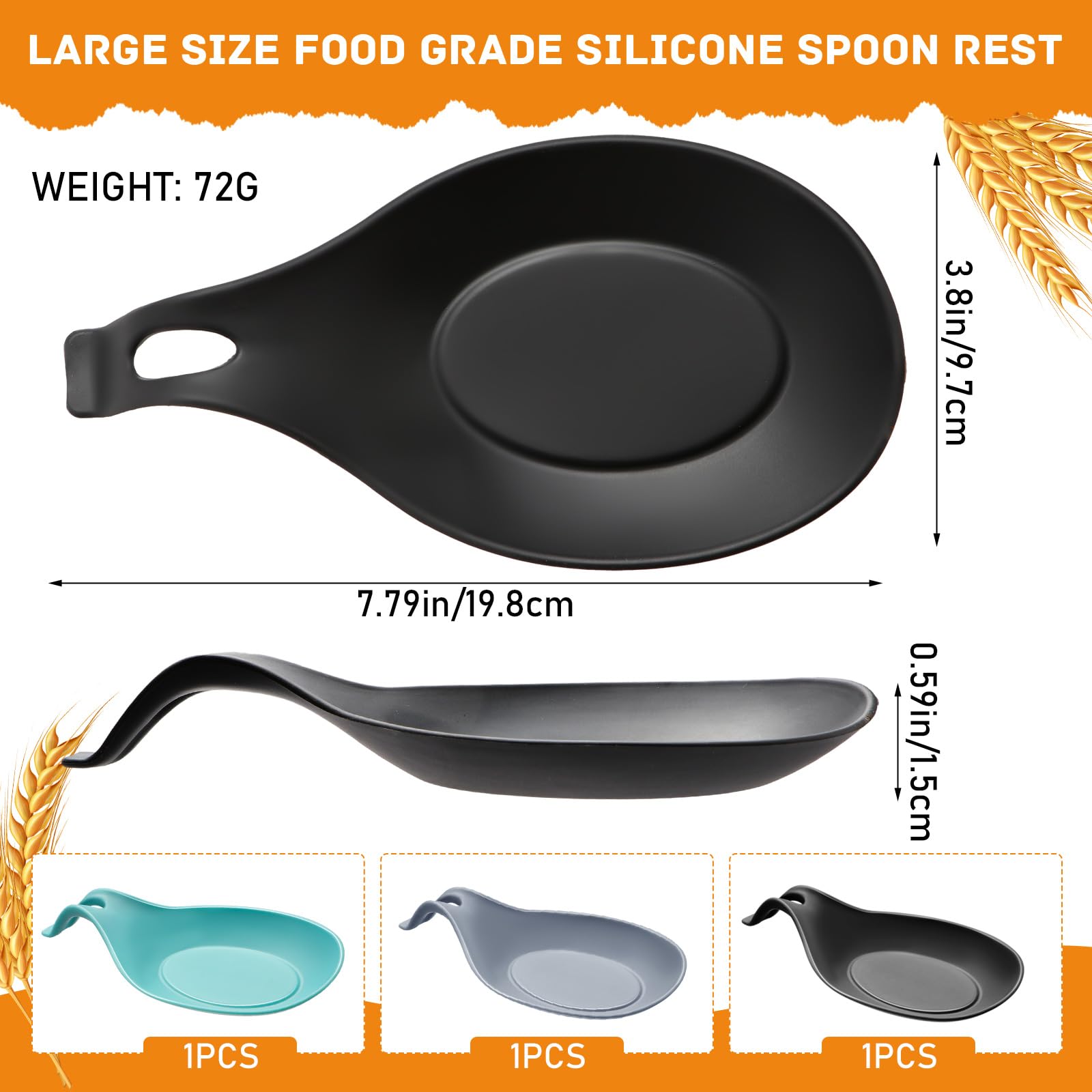 HMDZMR Spoon Rest for Stove Top, 3 Pack Large Silicone Spoon Holder for Kitchen Counter, Heat Resistant Cooking Spoon Holder, Microwave and Oven Safe