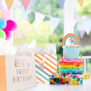 Beautiful Birthday Gift Bags Set of 2 - Large 14.5" Bags with Handles incl. Matching Tissue Paper, Cards & Stickers - Reusable and Perfect For Presents of Any Girls/Boys Kids Party & Special Occasion