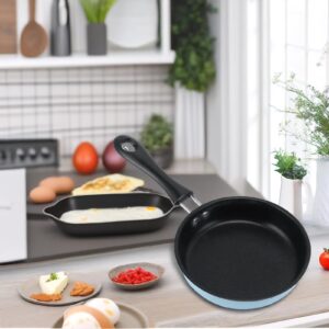 5 Inch Mini Nonstick Egg Pan, Small Frying Pan Nonstick Small Egg Frying Pan Single Egg Frying Pan Stainless Steel Egg Pan Blue