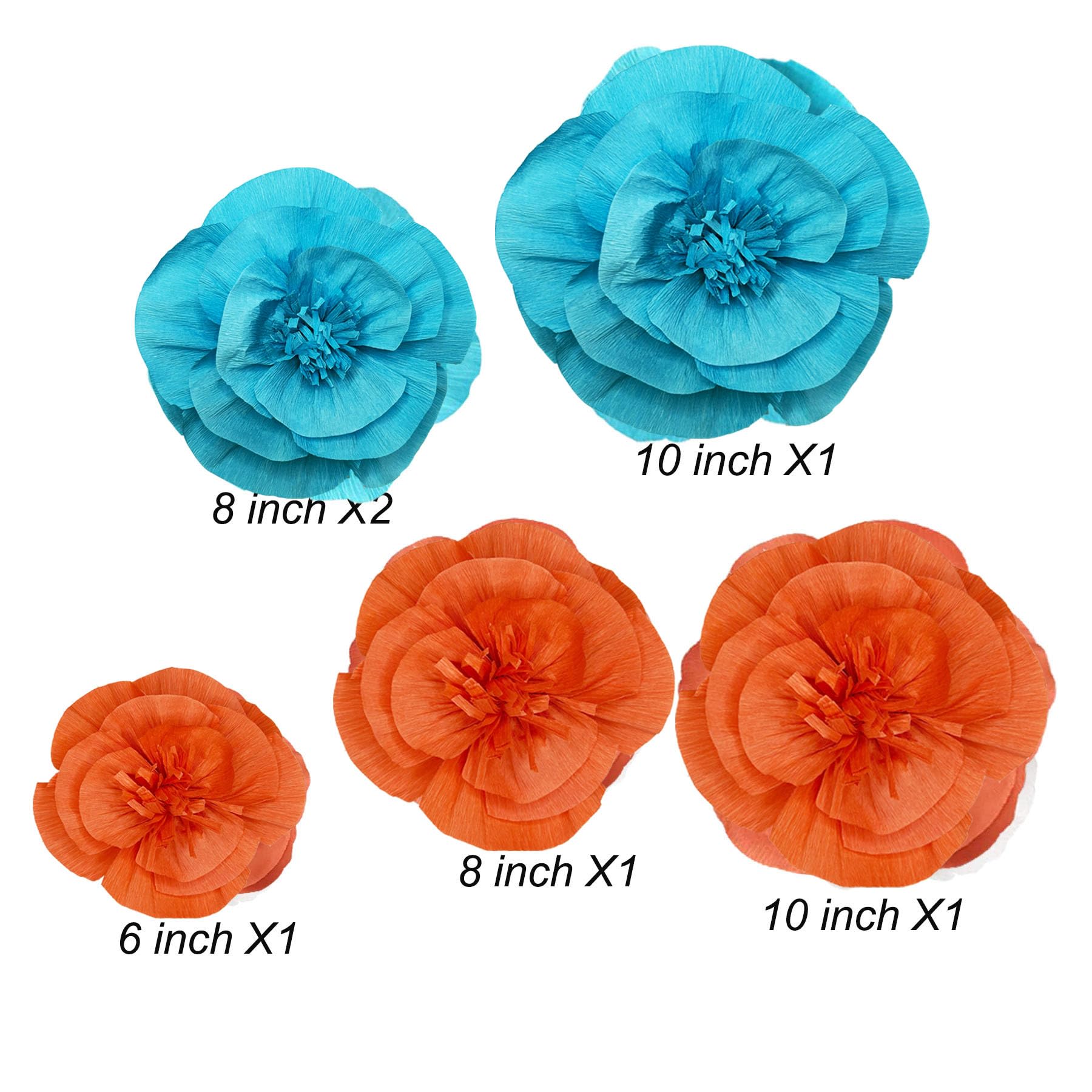 IGUO Orange Blue 3D Tissue Flowers Autumn Home Decorations 6PCS Flowers Wall Backdrop Decorations for Grad Party School Celebration Baby Shower Centerpiece Wedding Birthday Party