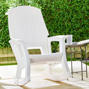 Semco Rockaway Heavy-Duty Outdoor Rocking Chair w/Low Maintenance All-Weather Porch Rocker & Easy Assembly for Deck and Patio, White (2 Pack)