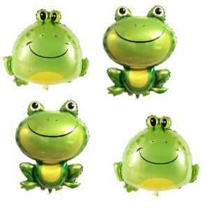 4pcs frog balloons decorations large green frog mylar foil balloons for animal frog reptile themed birthday baby shower party decoration supplies