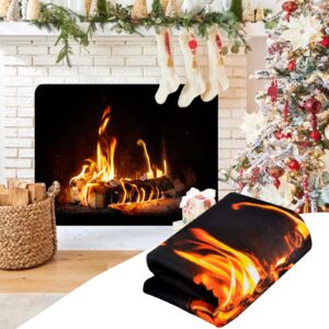 magnetic fireplace cover for inside fireplace stops heat loss, fireplace blanket draft stopper for winter & summer, hot & cold air blocker, flame, 38”w x 31”h insulated fireplace draft cover