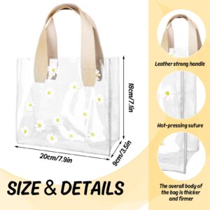 Whaline 12Pcs Clear PVC Gift Bags with Handle Bridesmaid Gift Bags Cute Daisy Flower Transparent Gift Bags Reusable Treat Bags for Thanksgiving Christmas Wedding Birthday Baby Shower Party Supplies