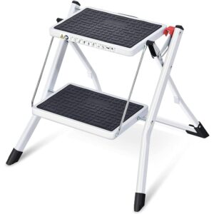 2 step ladder folding stool white