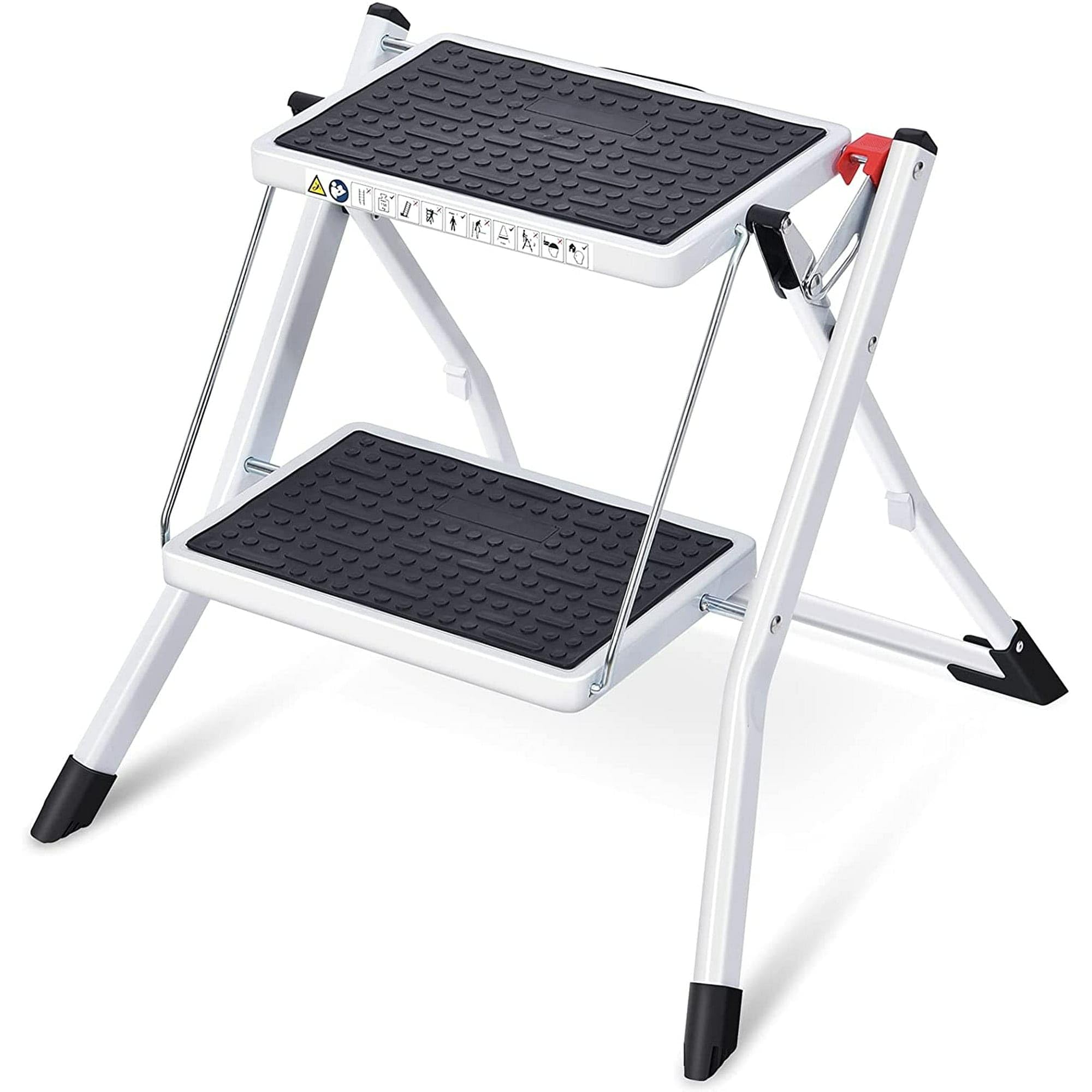 2 Step Ladder Folding Stool White