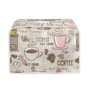 jslxyybq coffee pattern toaster covers 2 slice wide slot dustproof fingerprint protectors and greasy protection anti-sputtering machine washable women gift