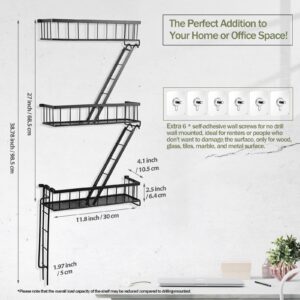 SweetSage Fire Escape Wall Shelf - New York Decorative Ladder Shelf, Wall Art Floating Shelf Black Metal Shelves for Bedroom, Home Office Storage and Display (3-Tier)