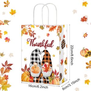 Seajan 32 Pieces Thanksgiving Gift Bags with Tissue Paper Thanksgiving Party Favor Bag with Handles Fall Party Treat Paper Bags Fall Candy Bags Thanksgiving Fall Autumn Party Supplies and Gifts