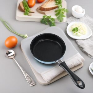 5 Inch Mini Nonstick Egg Pan, Small Frying Pan Nonstick Small Egg Frying Pan Single Egg Frying Pan Stainless Steel Egg Pan Blue