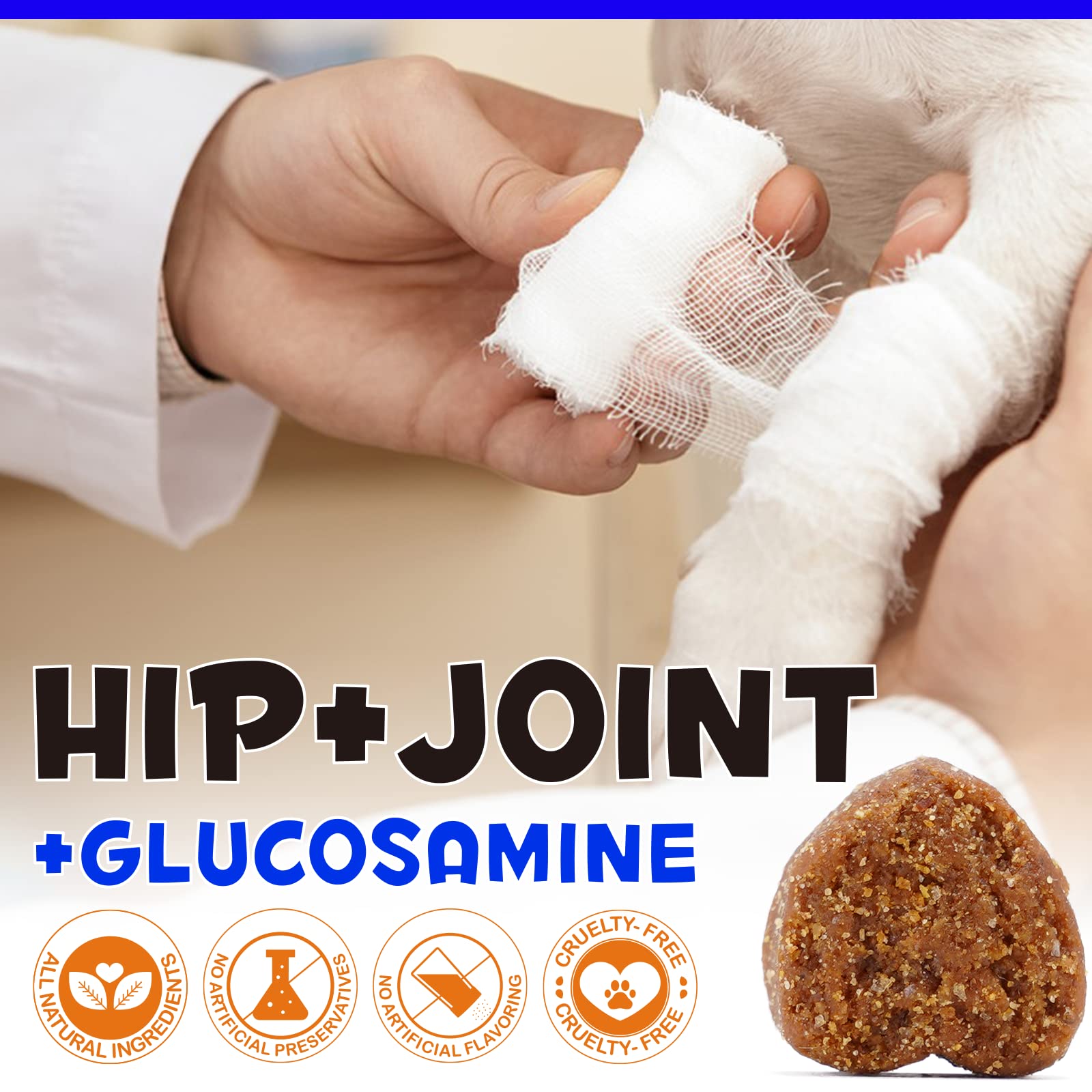 MXCZBSM Hemp Hip and Joint Supplement for Dogs, 150 Dog Joint Pain Relief Treats, Glucosamine for Dogs, Hip & Joint Supplement w/MSM + Chondroitin + Omega 3, Mobility & Flexibility Support