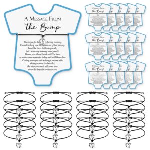 henoyso 25 sets baby shower favors for guests baby shower bracelets party favors adjustable bracelet message from the bump card bracelets footprints charm for gender reveal thank you gifts(blue)