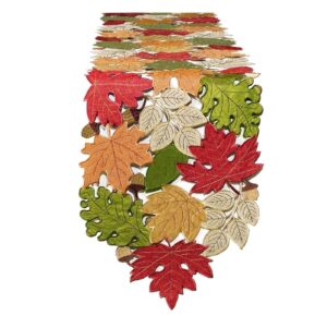 keva fall table runner 72inches long, autumn maple leaves table runner 13x72 inch for thanksgiving kitchen and table decoration, harvest fall farmhouse rustic embroidered thanksgiving table runner