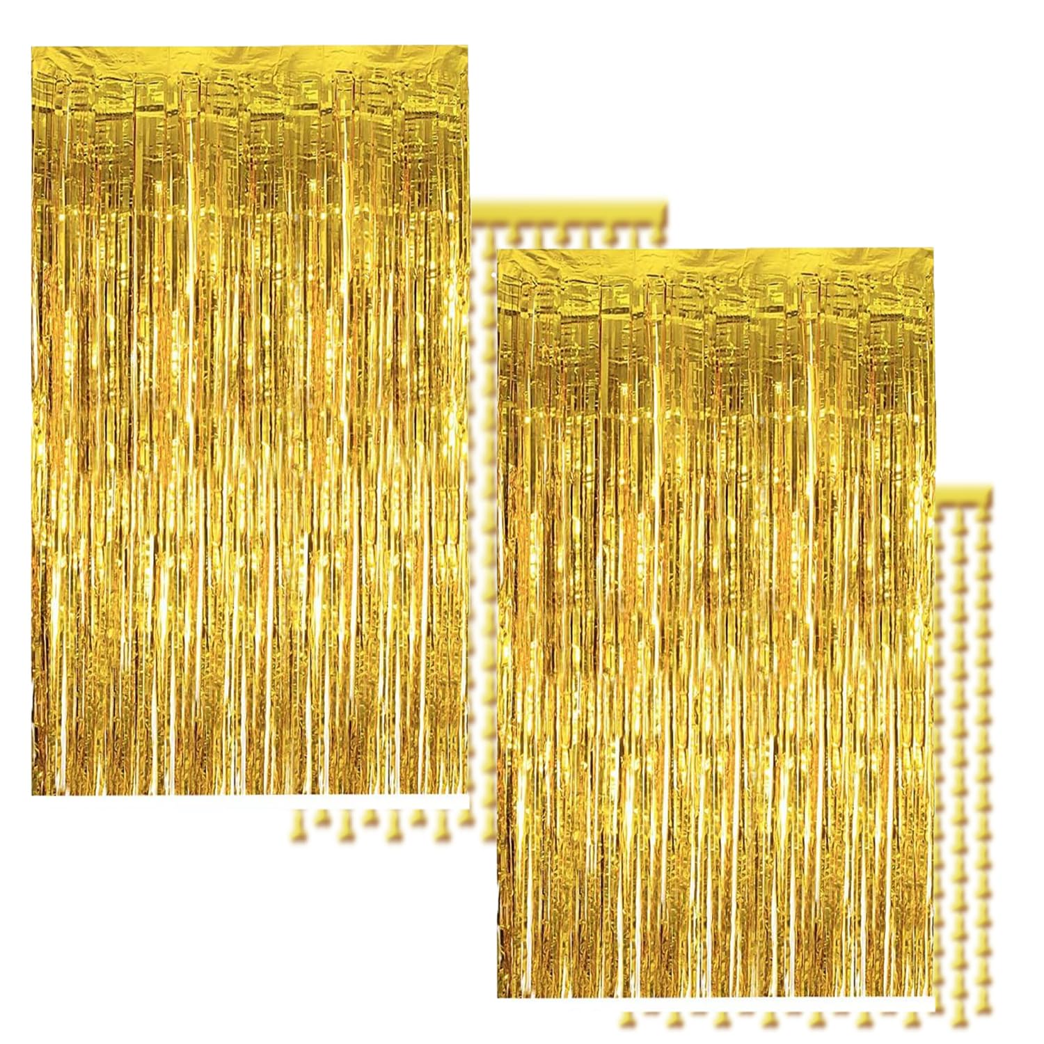 KIWILEPI Bachelorette Party Decorations Gold Foil Curtain, 4Packs 3.3ft x 6.6ft Metallic Photo Booth 2 Styles Tinsel Wall Curtains Party Streamer for Birthday Wedding Engagement Bridal Shower Supplies