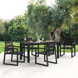 Cozyman HDPS Outdoor Patio Dining Set, 5-Piece, All Weather Outdoor Table and Chairs, Resin Outdoor Kitchen Furniture Dining Sets for Outdoor Indoor, Patio, Lawn, Garden, and Backyard, Black