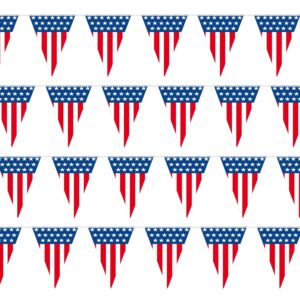 usa flag pennant banner | 100’ ft. long american string flags | 18” inch tall triangle flag decorations usa party | stars and stripes bunting garland | 4th of july patriotic decoration | bashout