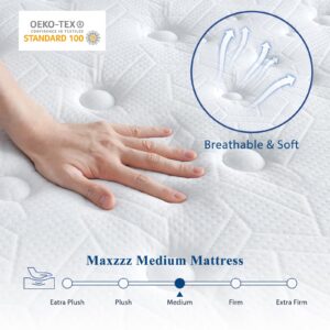 Maxzzz Full Size Mattress, 10 Inch Full Hybrid Mattress in A Box Pressure Relief & Supportive, Cooling Memory Foam & Individually Pocket Coils for Motion Isolation, Luxury Mattress