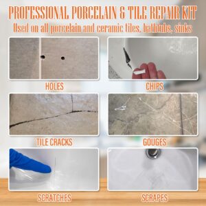 Porcelain Repair Kit White, High-Gloss Chipped Sink & Tile Repair Kit to Quickly Fix Sinks Chips and Tile Cracks with High Bond Strength, Porcelain Sink Repair Kit for Tub, Tile, Sink and Toilet