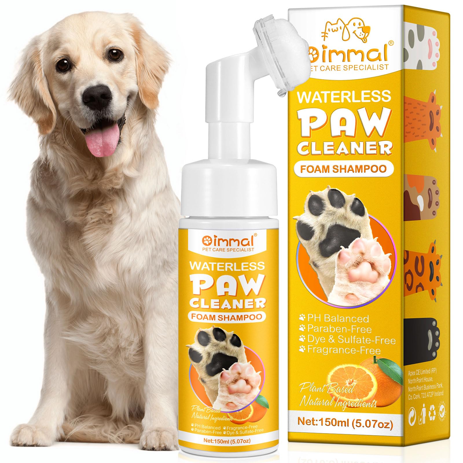 Dogs Cleaner for Paw, Pet Paw Cleaner Foam for Dogs, Dogs Paw Pad Cleaner No-Rinse Waterless Dog Shampoo Cats Feet Cleaning with Silicone Brush Easy Quickly Clean Paws for Pets