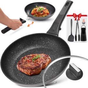 arc nonstick frying pan skillet with removable handle,10 inch skillet with lid egg pan non stick saute pan, oven and dishwasher safe, pfoa free cookware cooking pan for induction cooktops