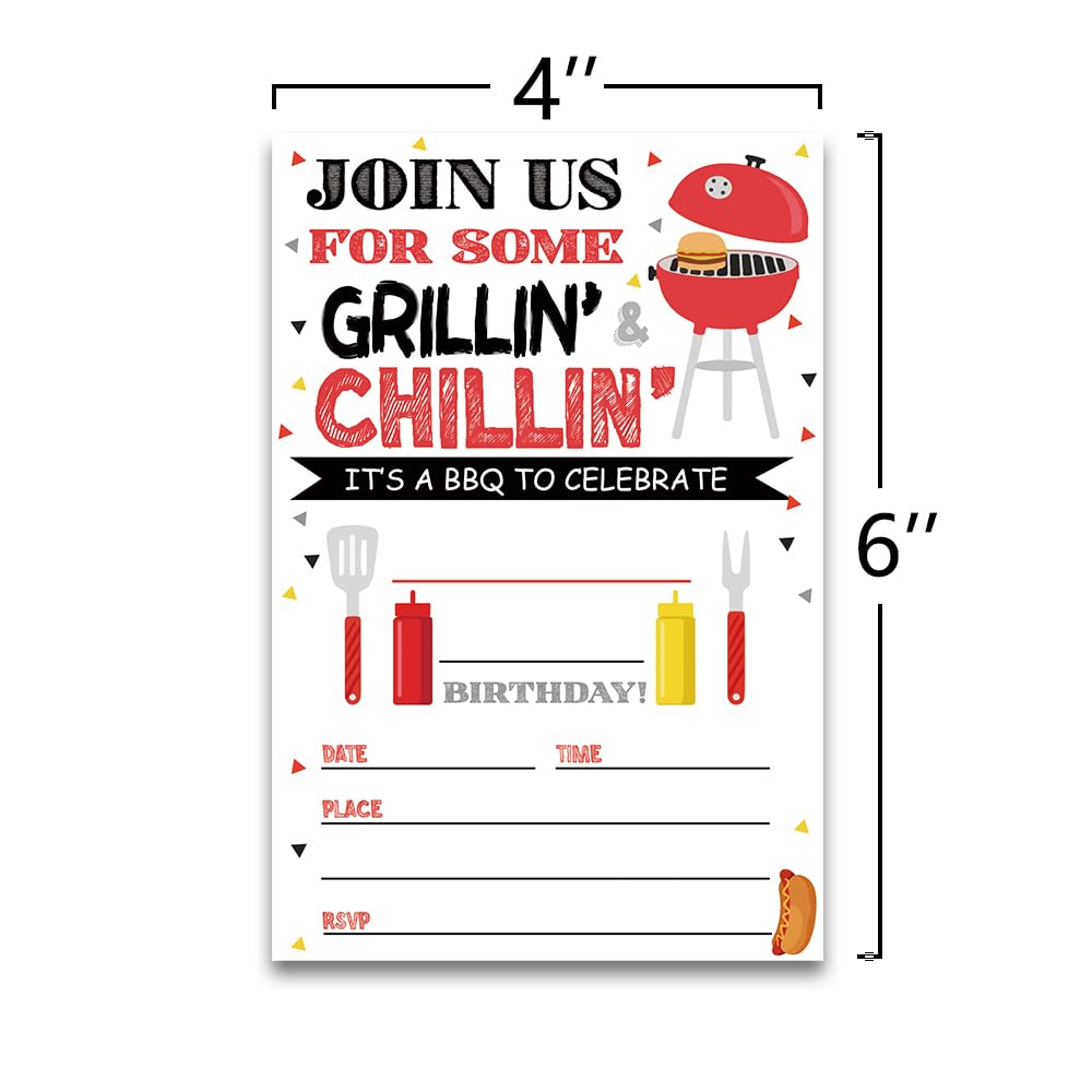 FujLoy BBQ Birthday Party Invitation, Barbecue Party Invitation, BBQ Invitation, BBQ Birthday Invitation.（059）