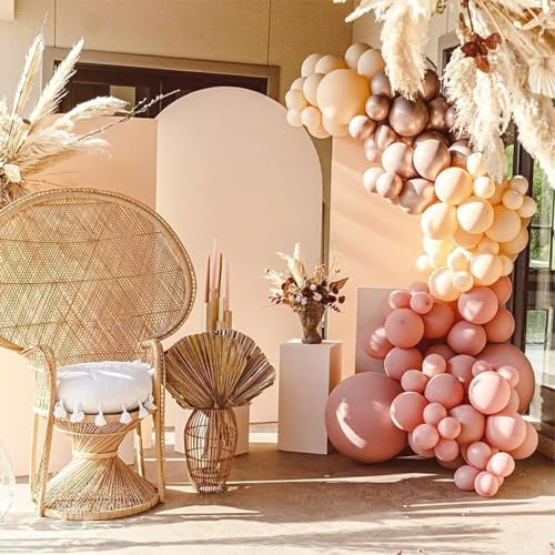 Retro Blush Pink Balloons, 60 Packs 12 Inch Dusty Pink Metallic Chrome Rose Gold White Sand Nude Balloons for Bridal Baby Shower Girls Boho Birthday Wedding Decorations Supplies