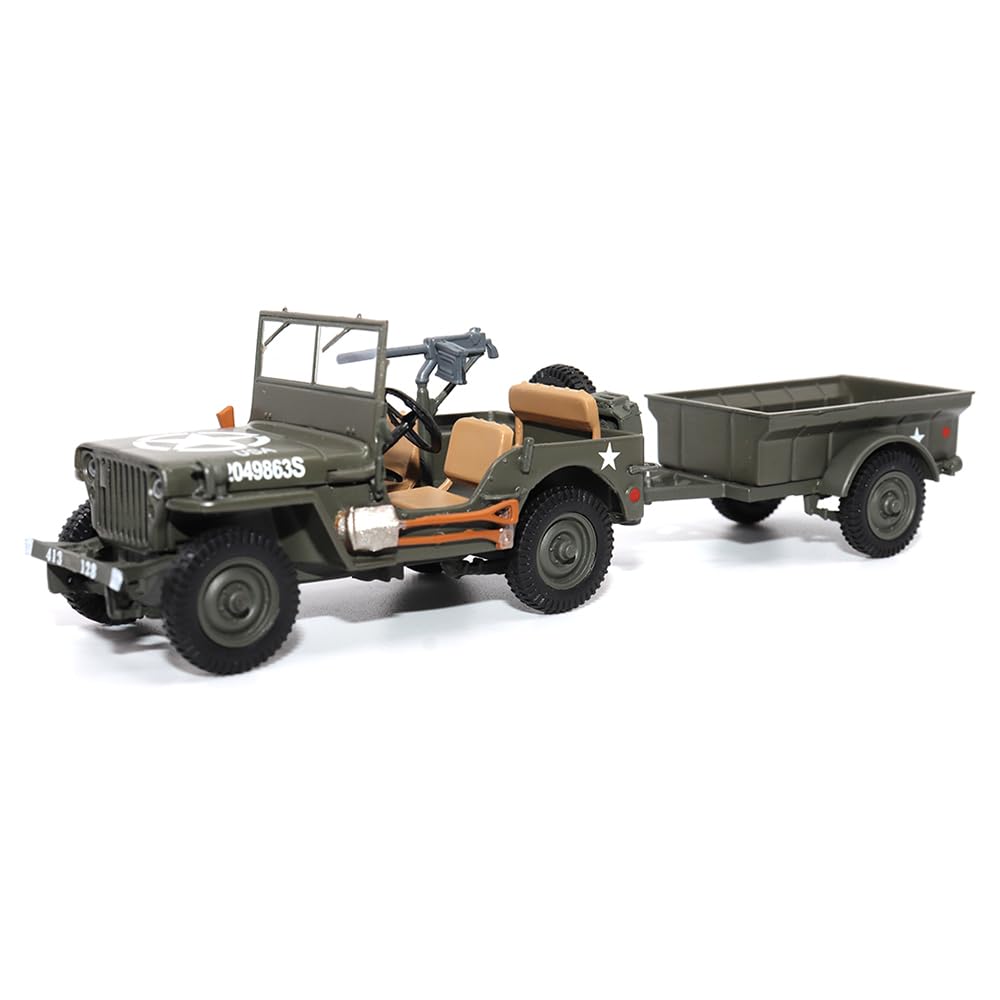 1:43 Scale Willys Jeep 1/4-Ton Utility Truck with Trailer - Militaria Diecast by Motorcity Classics