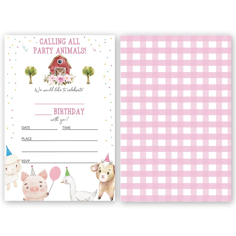 FujLoy Farm Animals Birthday Invitation, Farm Animals Party invite, Farm Birthday,Farm Birthday Party Supplies.（067）