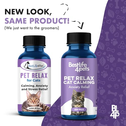 Pet Relax Cat Calming Anxiety Relief - Natural Calming Care for Cats, Cat Stress and Anxiety Relief, Soothes Separation Anxiety, Homeopathic Feline Aid for Travel - 400 Odorless, Tasteless Pills